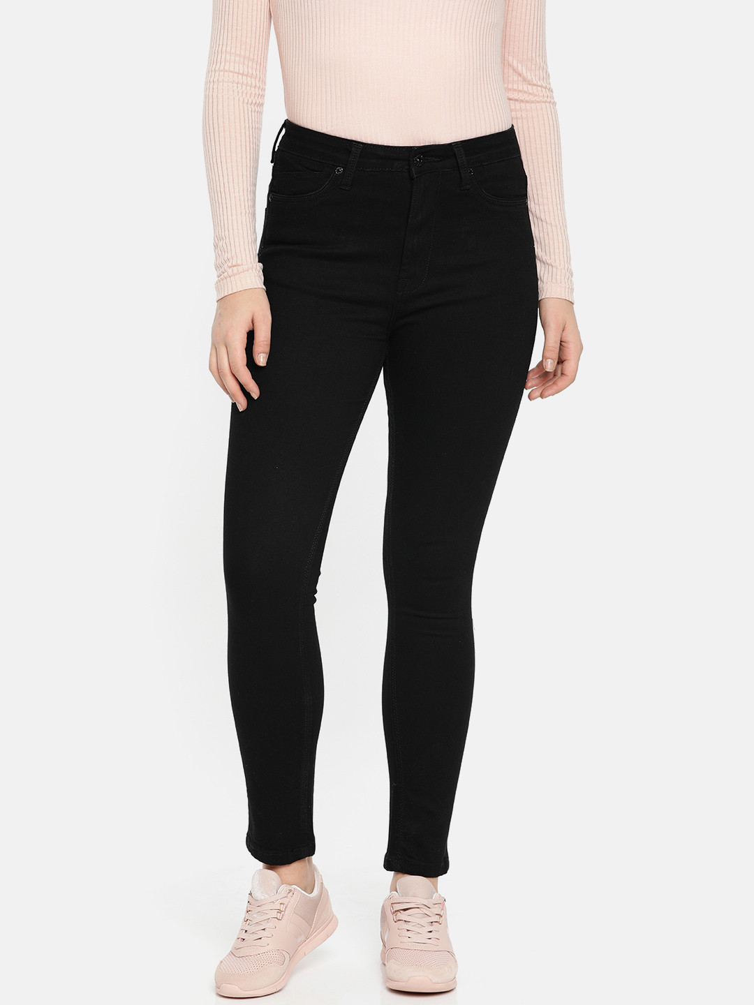 Buy Pepe Jeans Women Black Cleon Dion Slim Fit Mid Rise Clean Look ...