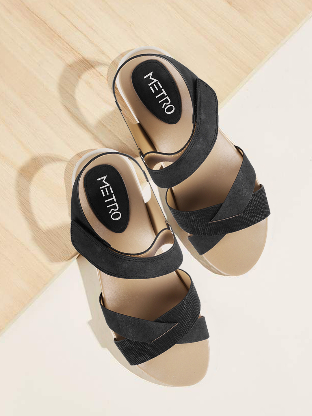 Buy Metro Women Black Solid Sandals - Heels for Women 11282294 | Myntra