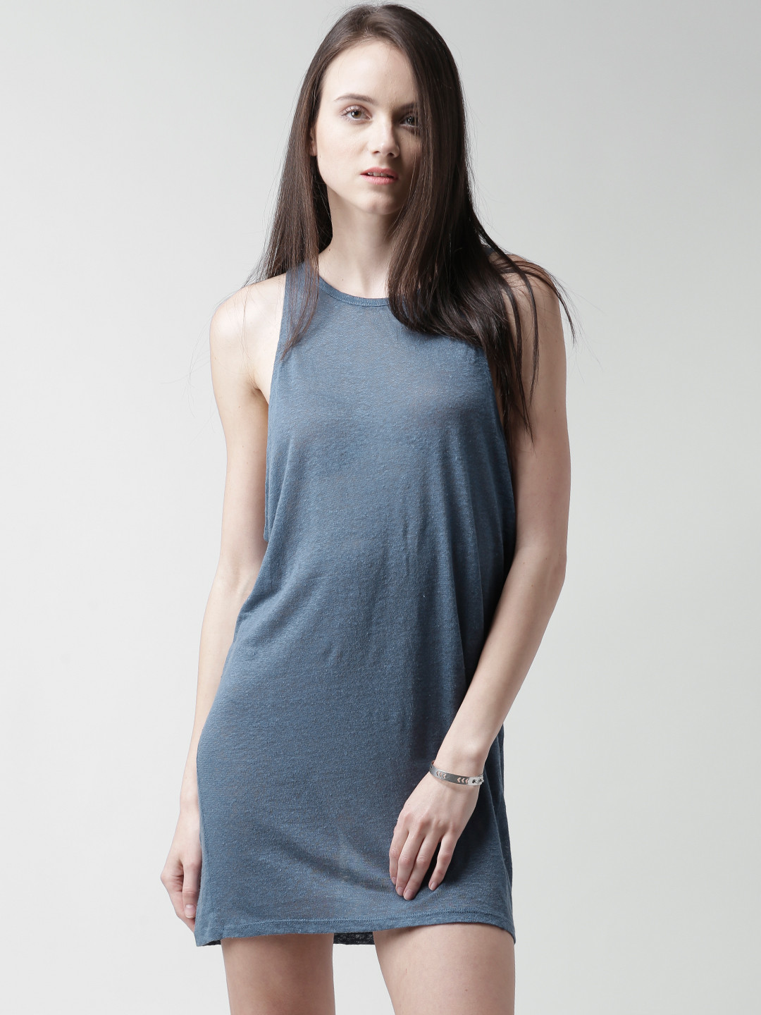 Buy FOREVER 21 Blue Linen Shift Dress - Dresses for Women 1129717 | Myntra