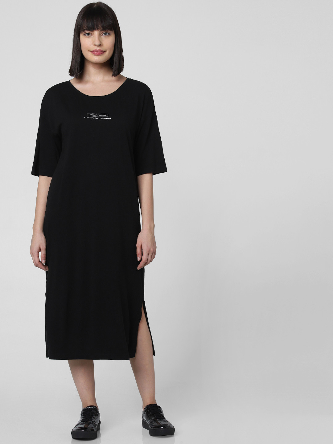Buy Vero Moda Women Black Solid T Shirt Dress - Dresses for Women ...