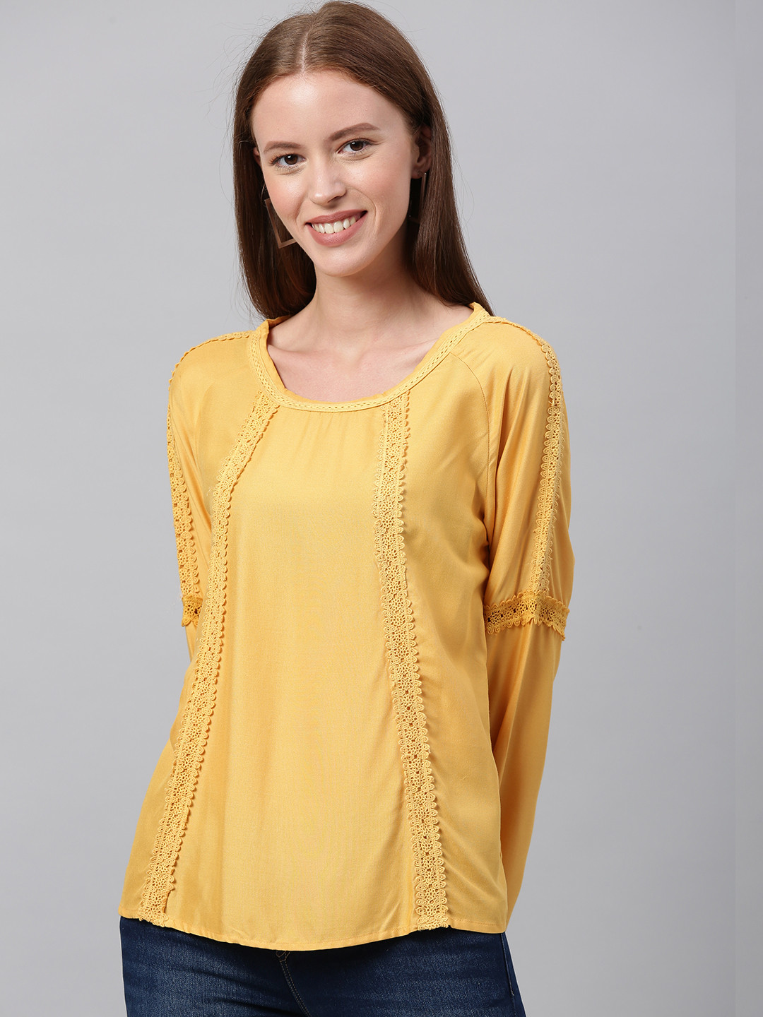 Buy HERE&NOW Women Mustard Yellow Solid Top - Tops for Women 11304850 ...
