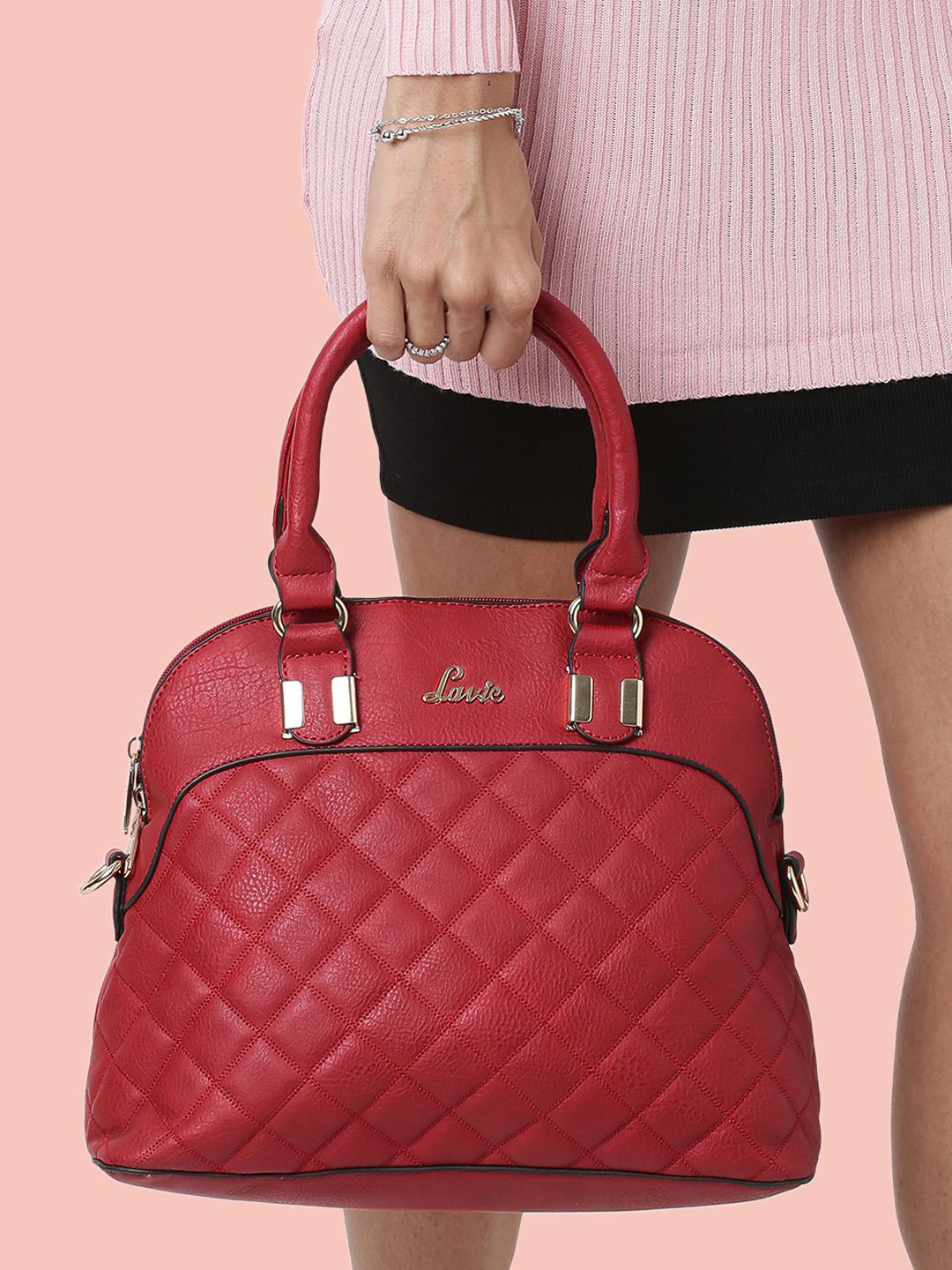 Buy Lavie Marjorie Burgundy Quilted Handheld Bag - Handbags for Women ...