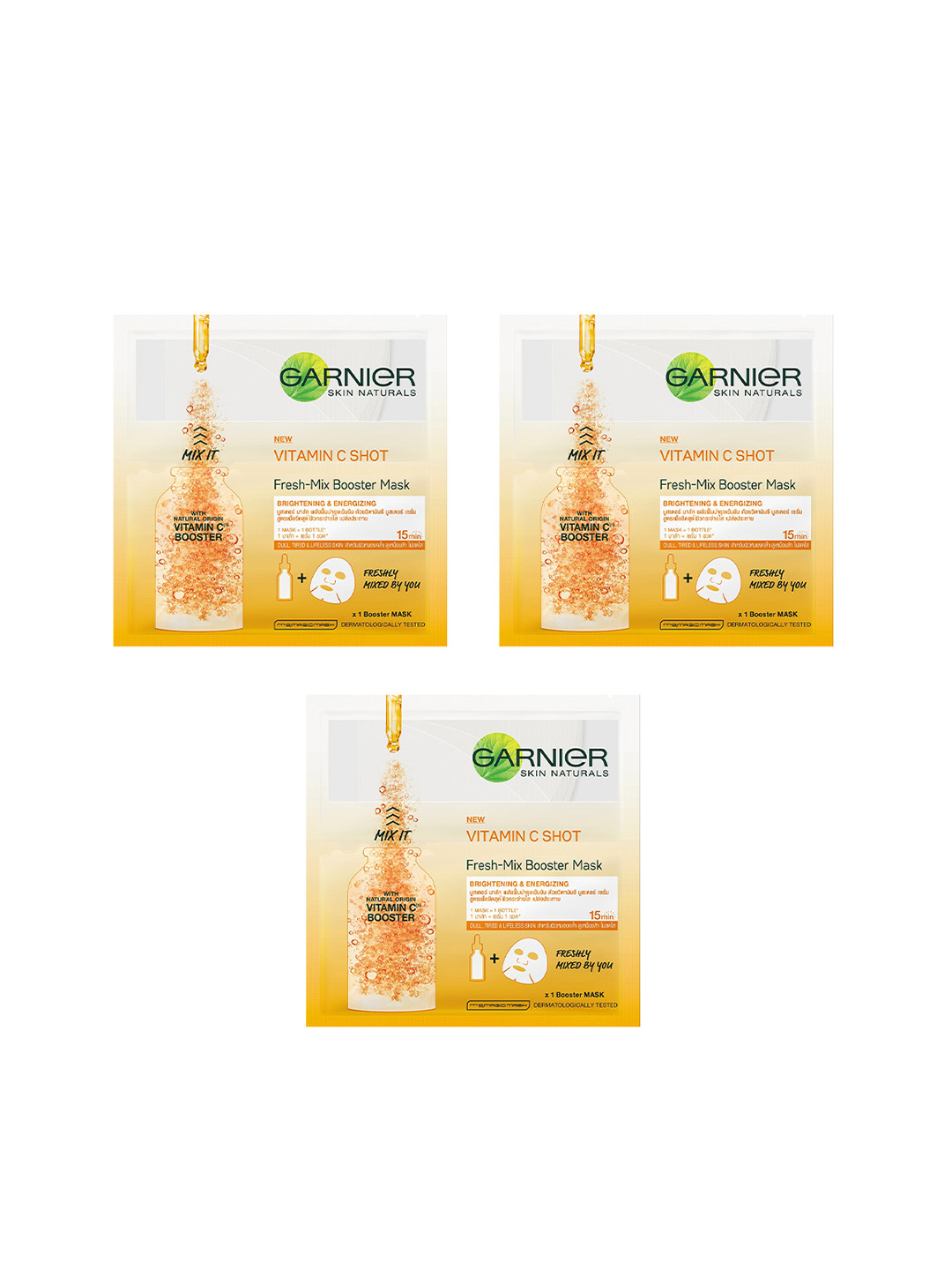 Buy Garnier Skin Naturals Set Of 3 Fresh Mix Vitamin C Serum Face Sheet ...