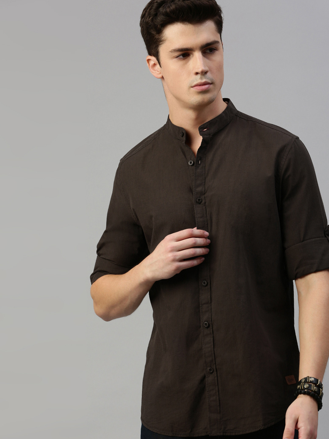 Buy Roadster Men Coffee Brown Regular Fit Solid Casual Shirt - Shirts ...