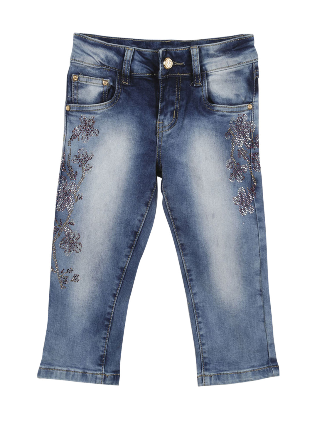 Buy Lilliput Girls Blue Denim Capris - Capris for Girls 1132988 | Myntra