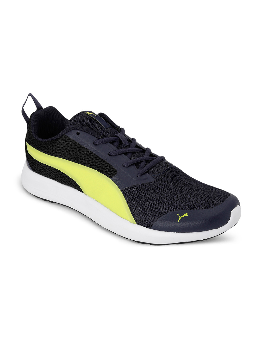 Buy Puma Men Navy Blue Fluorescent Green Colourblocked Max Running ...