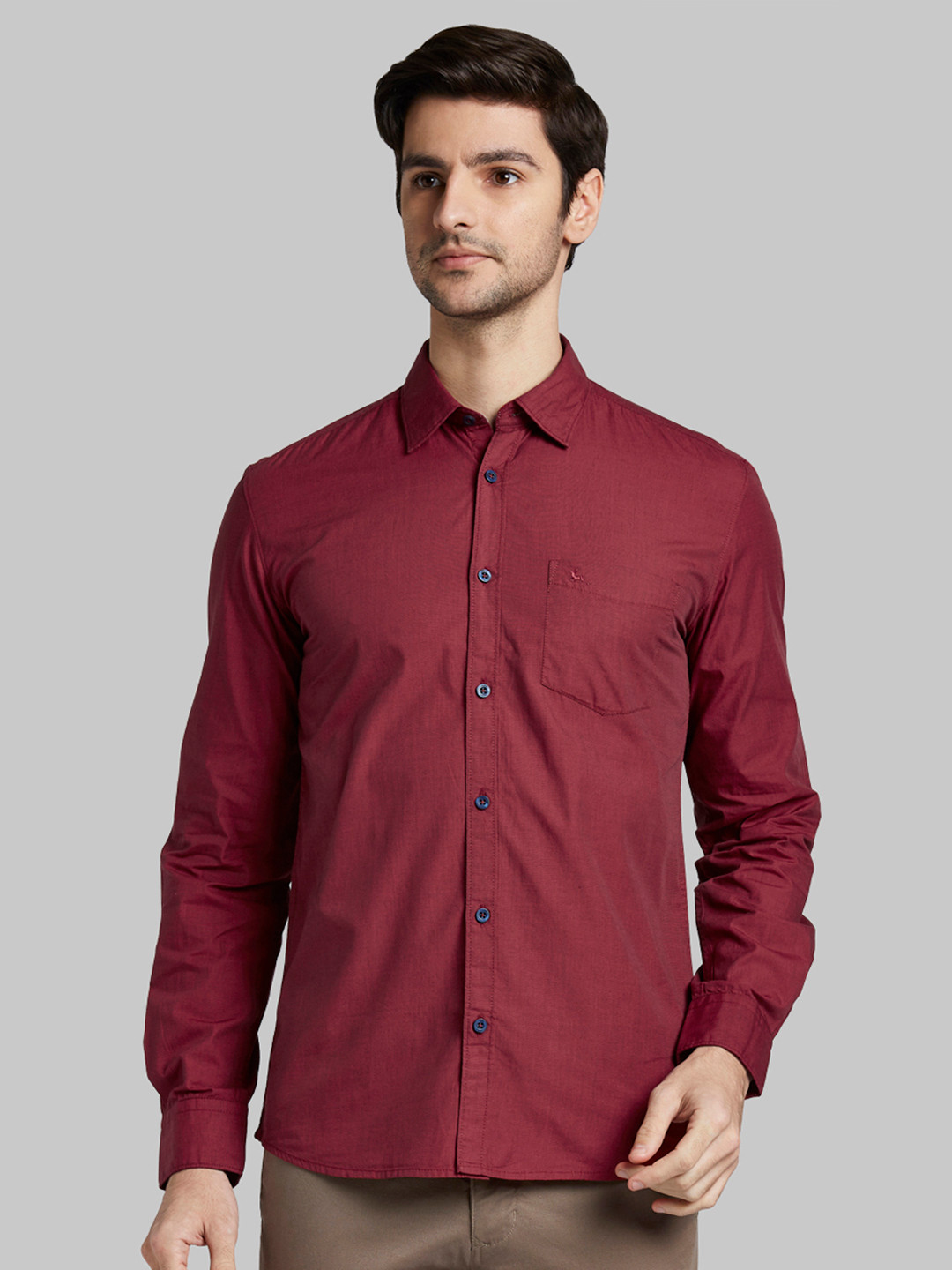 Buy Parx Men Maroon Slim Fit Solid Casual Shirt - Shirts for Men ...