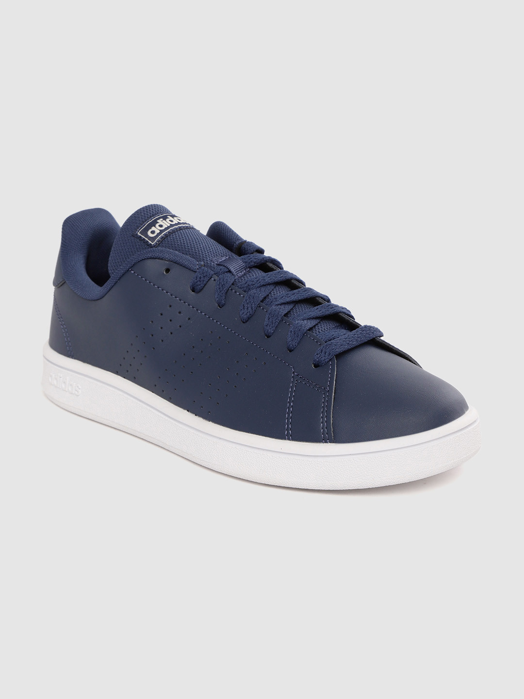 Buy ADIDAS Men Navy Blue Perforated Advantage Base Sustainable Sneakers ...