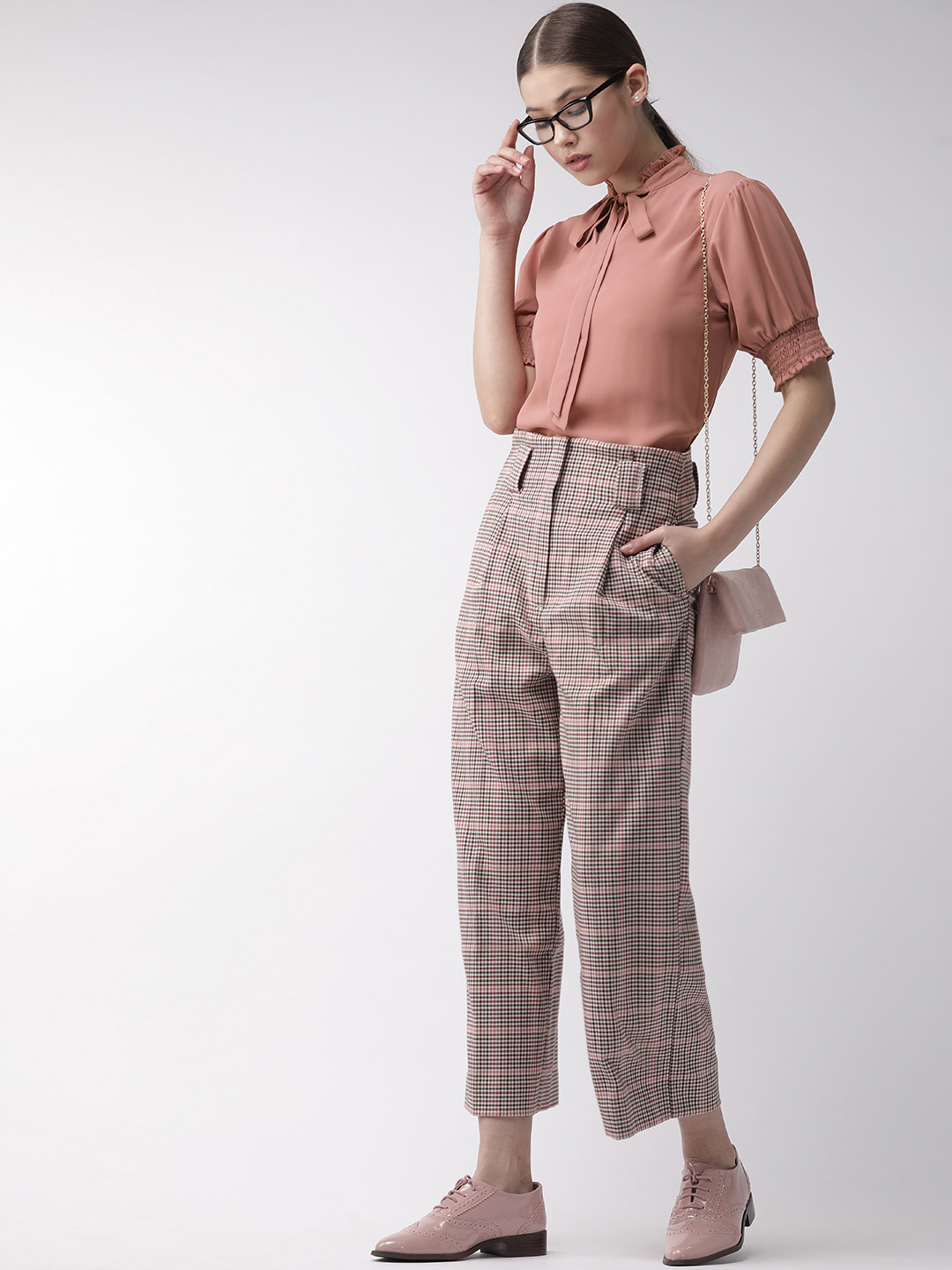 Buy 20Dresses Women Dusty Pink Solid Formal Top With Smocked Sleeves ...