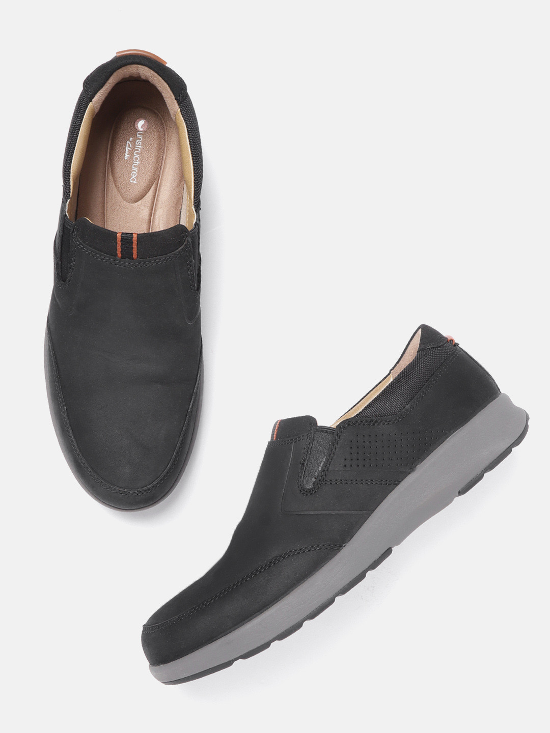 Buy Clarks Men Black Solid Nubuck Slip On Sneakers - Casual Shoes for ...