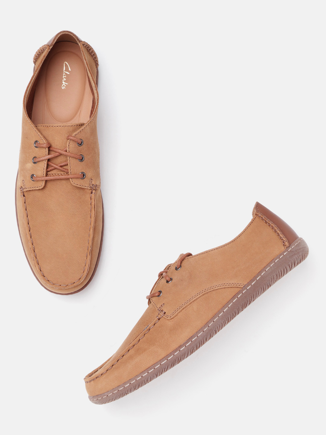Buy Clarks Men Tan Brown Solid Nubuck Derbys - Casual Shoes for Men ...