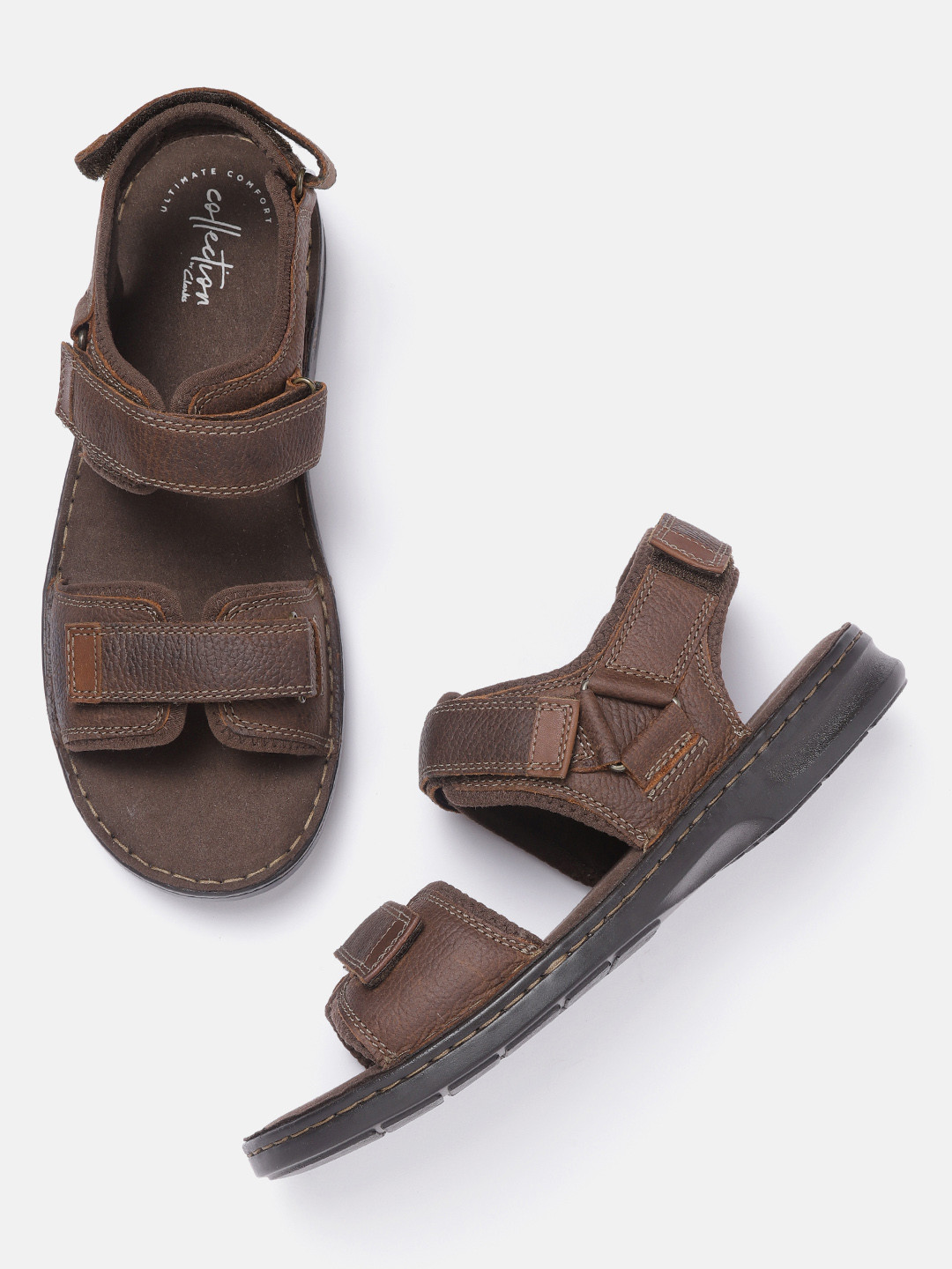 Buy Clarks Men Coffee Brown Leather Comfort Sandals - Sandals for Men ...