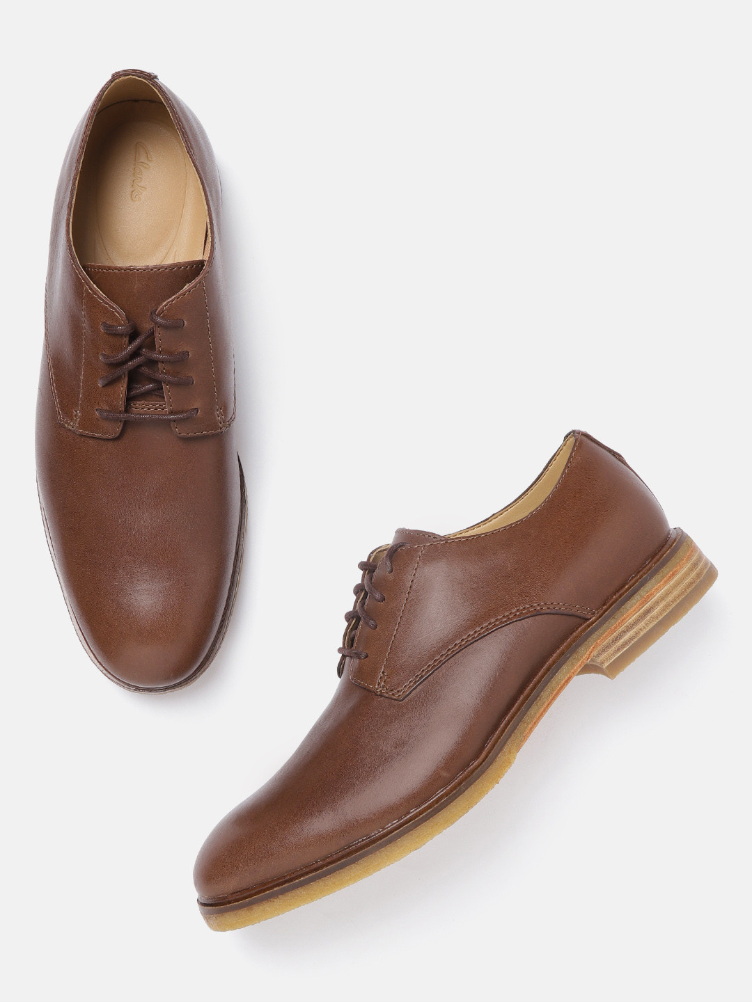 Buy Clarks Men Brown Solid Leather Formal Derbys - Formal Shoes for Men ...