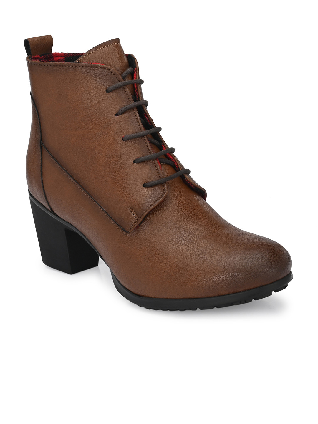 Buy Delize Women Tan Brown Solid Heeled Mid Top Leather Boots - Boots ...