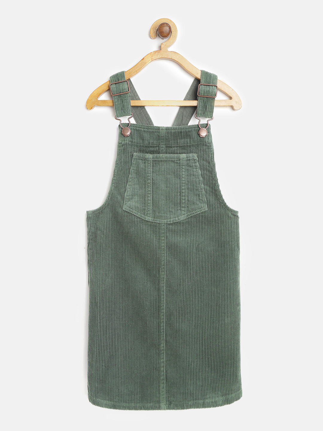 Buy Marks & Spencer Girls Olive Green Solid Corduroy Pinafore Dress ...