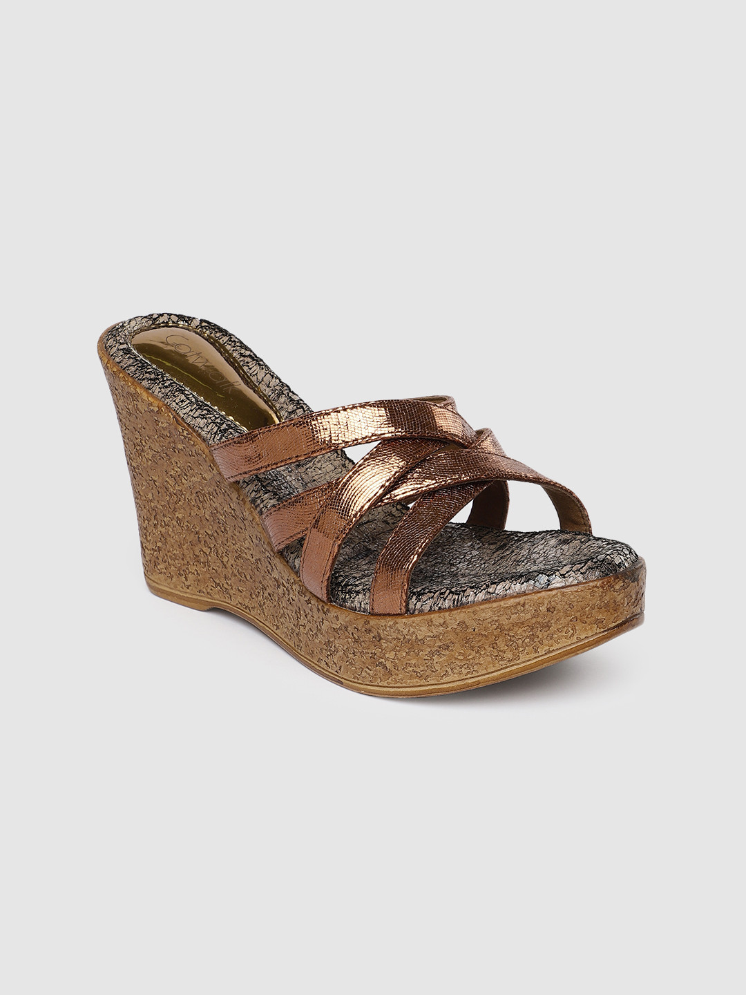Buy Catwalk Women Bronze Toned Textured Sandals - Heels for Women ...