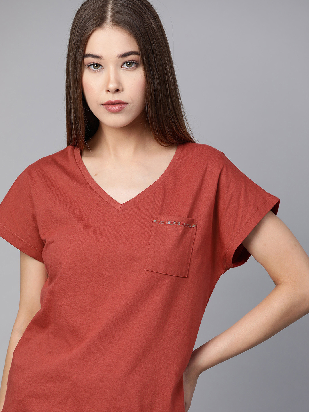 Buy Roadster Women Rust Solid Red Top - Tops for Women 11401654 | Myntra