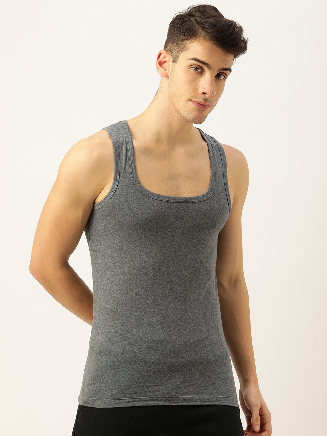 Buy Chromozome Men Grey Solid Innerwear Vests WS23CharL - Innerwear ...