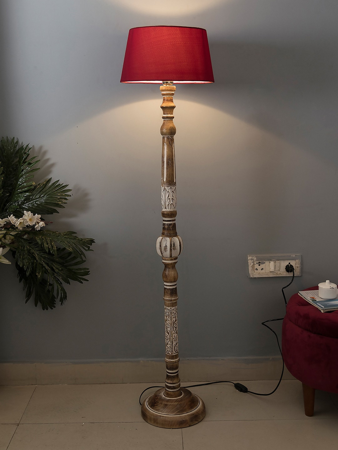 Buy Homesake Red Solid Handcrafted Floor Lamp With Shade - Floor Lamps ...