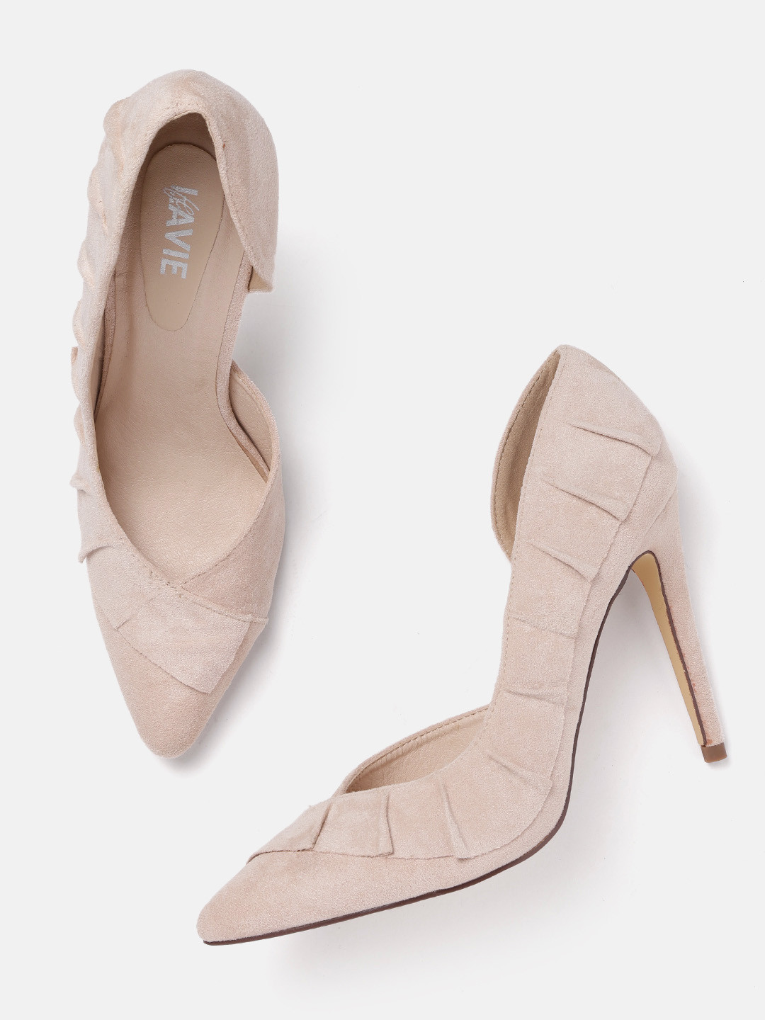 Buy Lavie Women Beige Solid Pumps With Ruffle Detail - Heels for Women ...