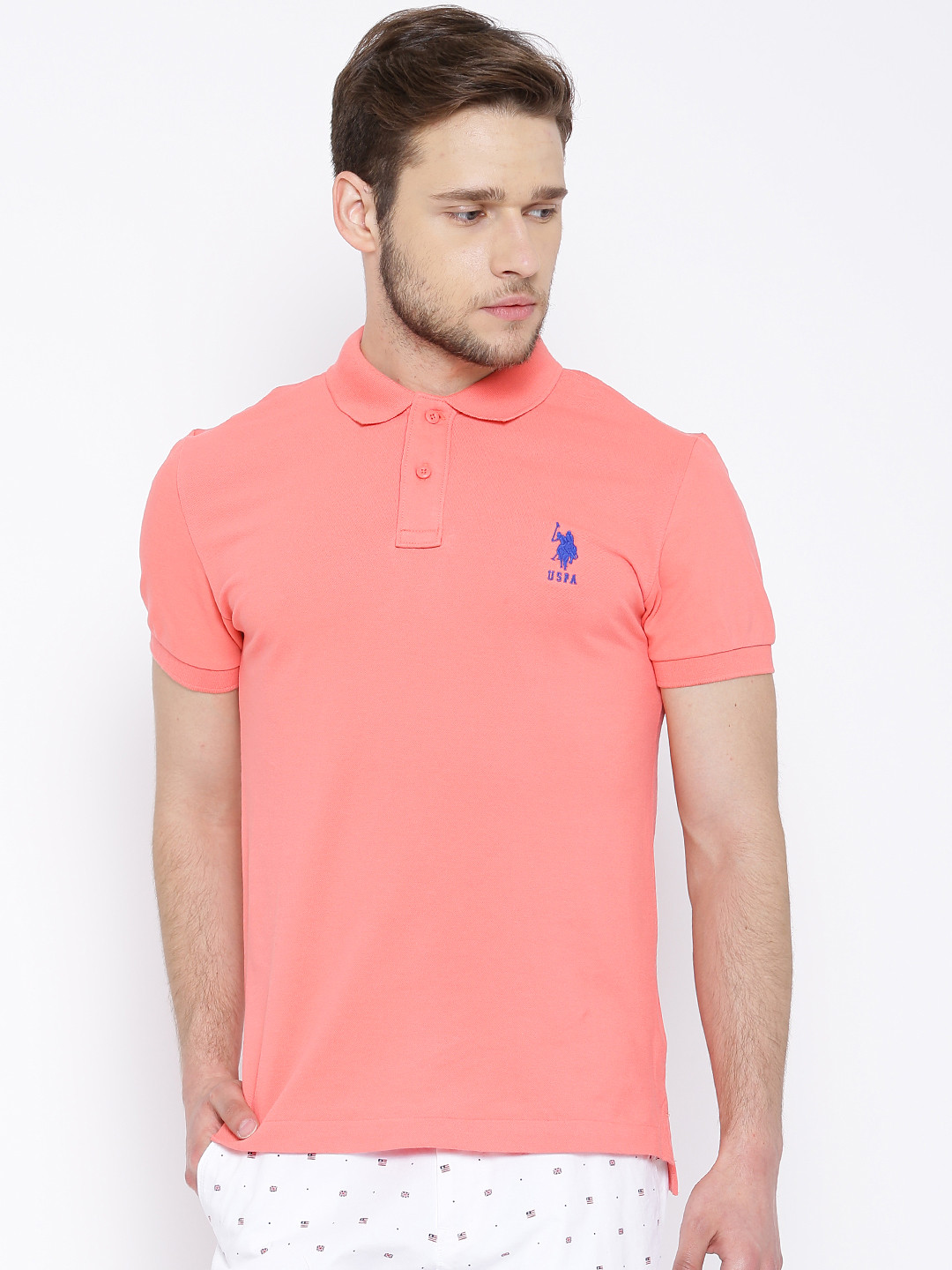 Buy U.S. Polo Assn. Coral Pink Polo T Shirt - Tshirts for Men 1142059 ...