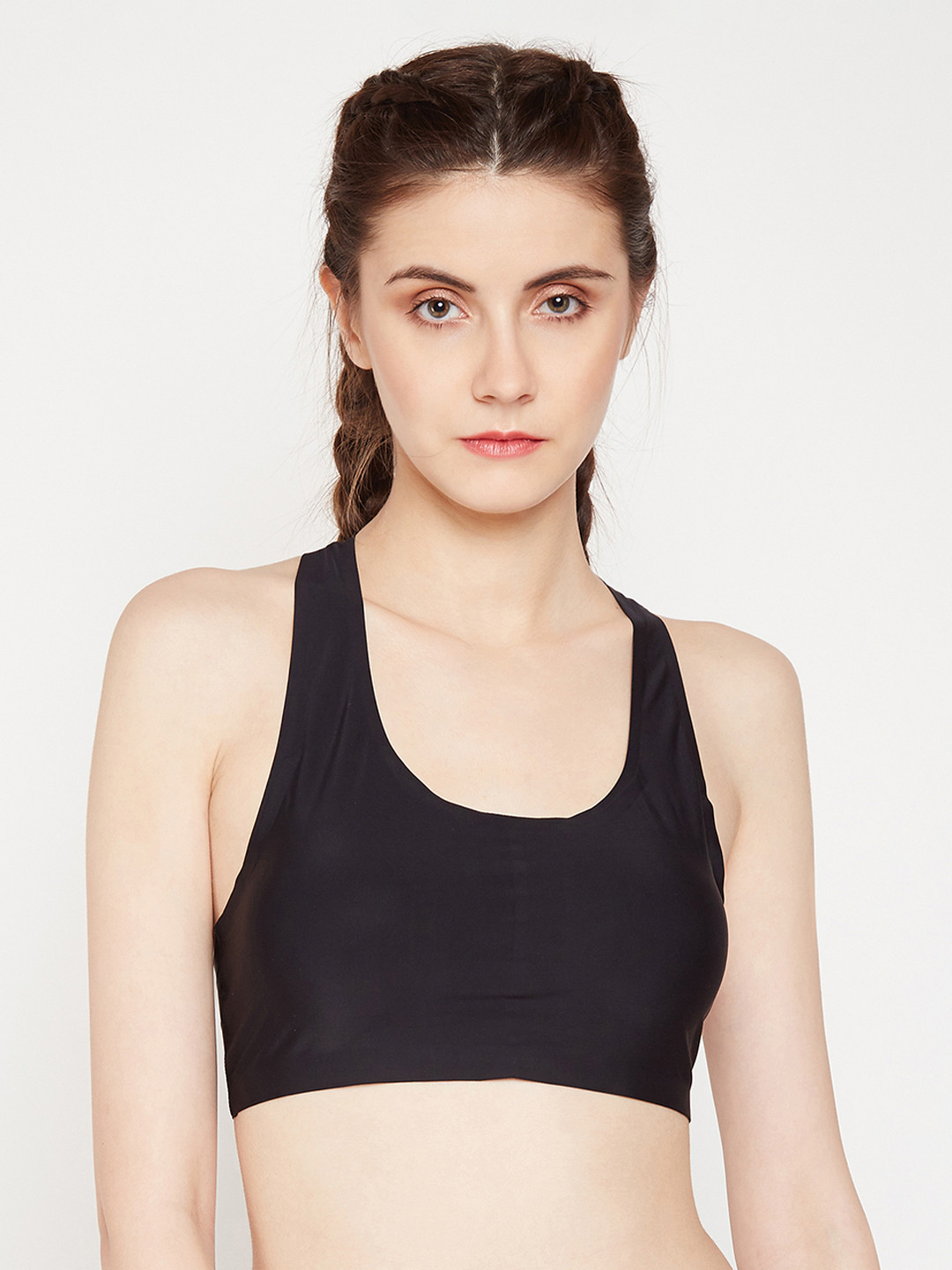 Buy Lebami Black Solid Non Wired Lightly Padded Sports Bra 119 - Bra ...