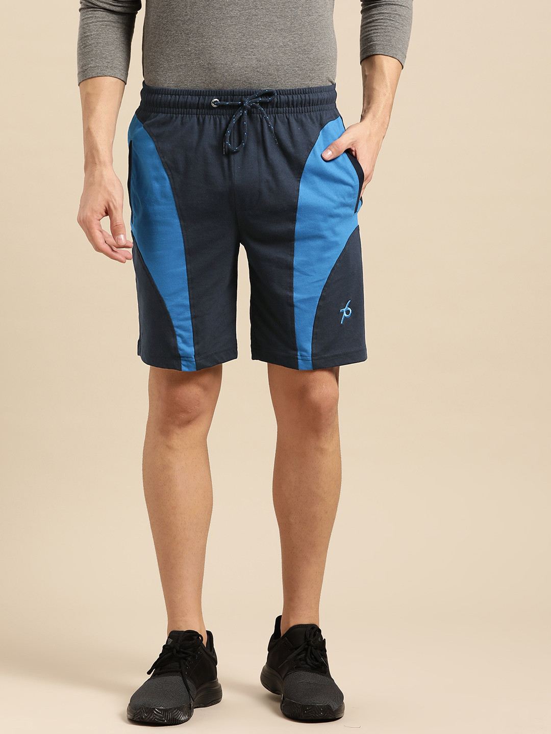 Buy Jockey Men Blue Colourblocked Straight Fit Sport Shorts - Shorts ...