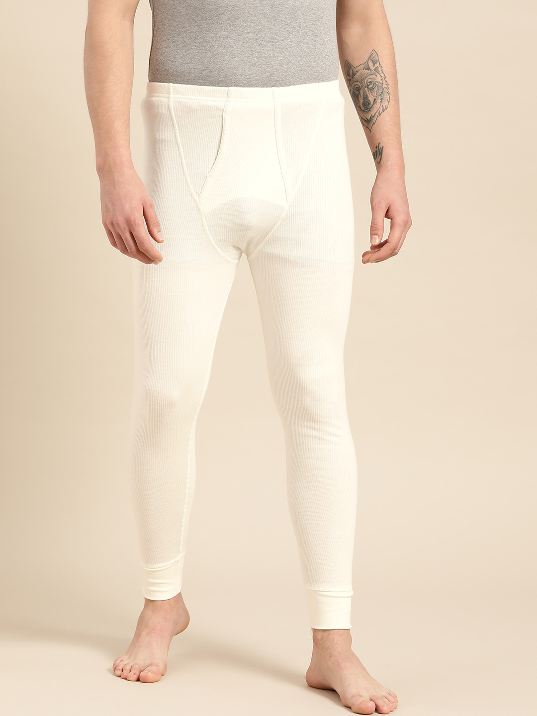 Buy Jockey Men Off White Ribbed Thermal Bottom - Thermal Bottoms for ...