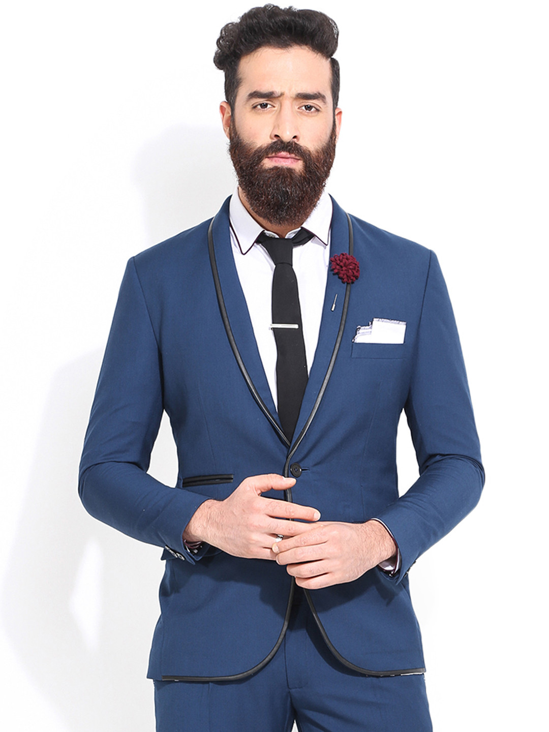 Buy MR BUTTON Teal Blue Slim Fit Party Blazer - Blazers for Men 1144819 ...