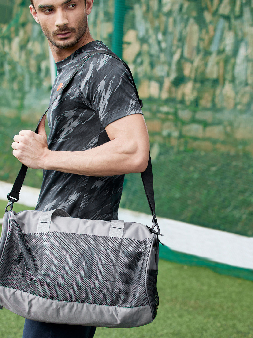 Buy HRX By Hrithik Roshan Unisex Grey Printed HRX 3 Duffel Bag - Duffel ...