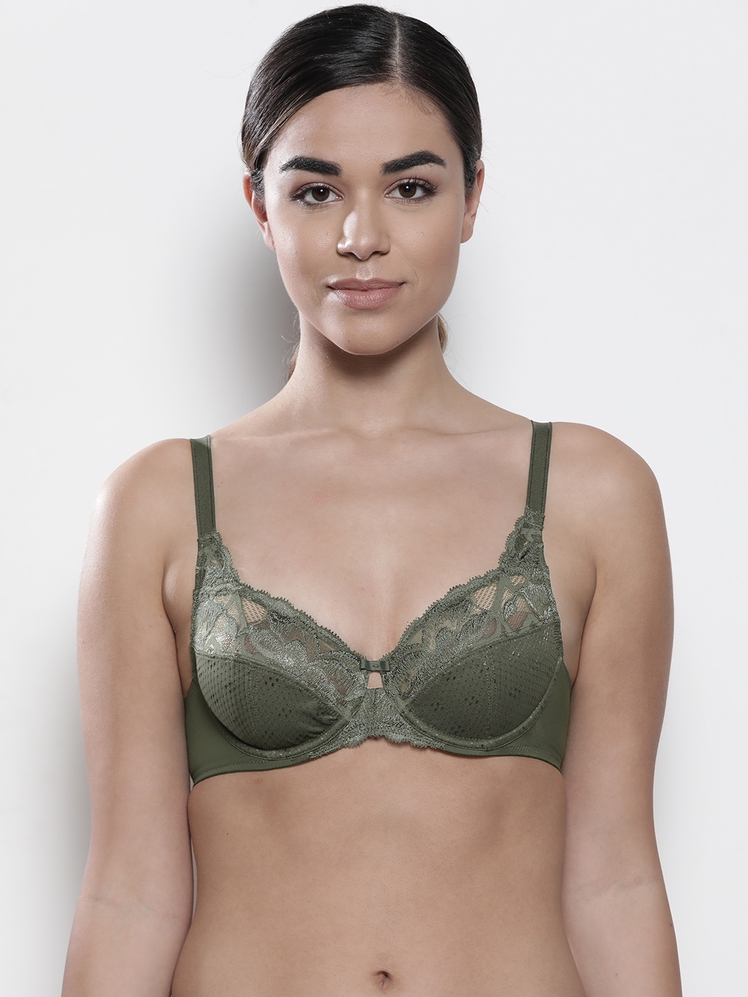 Buy Marks And Spencer Olive Green Lace Underwired Non Padded Everyday Bra