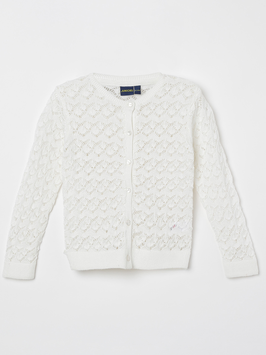Buy Juniors By Lifestyle Girls White Open Knit Cardigan - Sweaters for ...