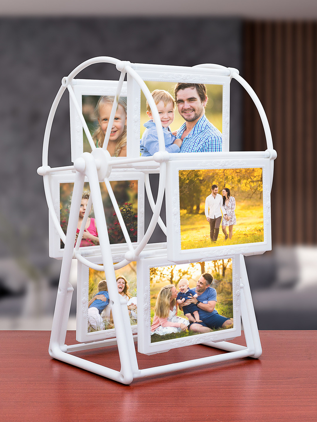Buy Golden Peacock White Solid Personalised Rotating Wheel Photo Frame ...