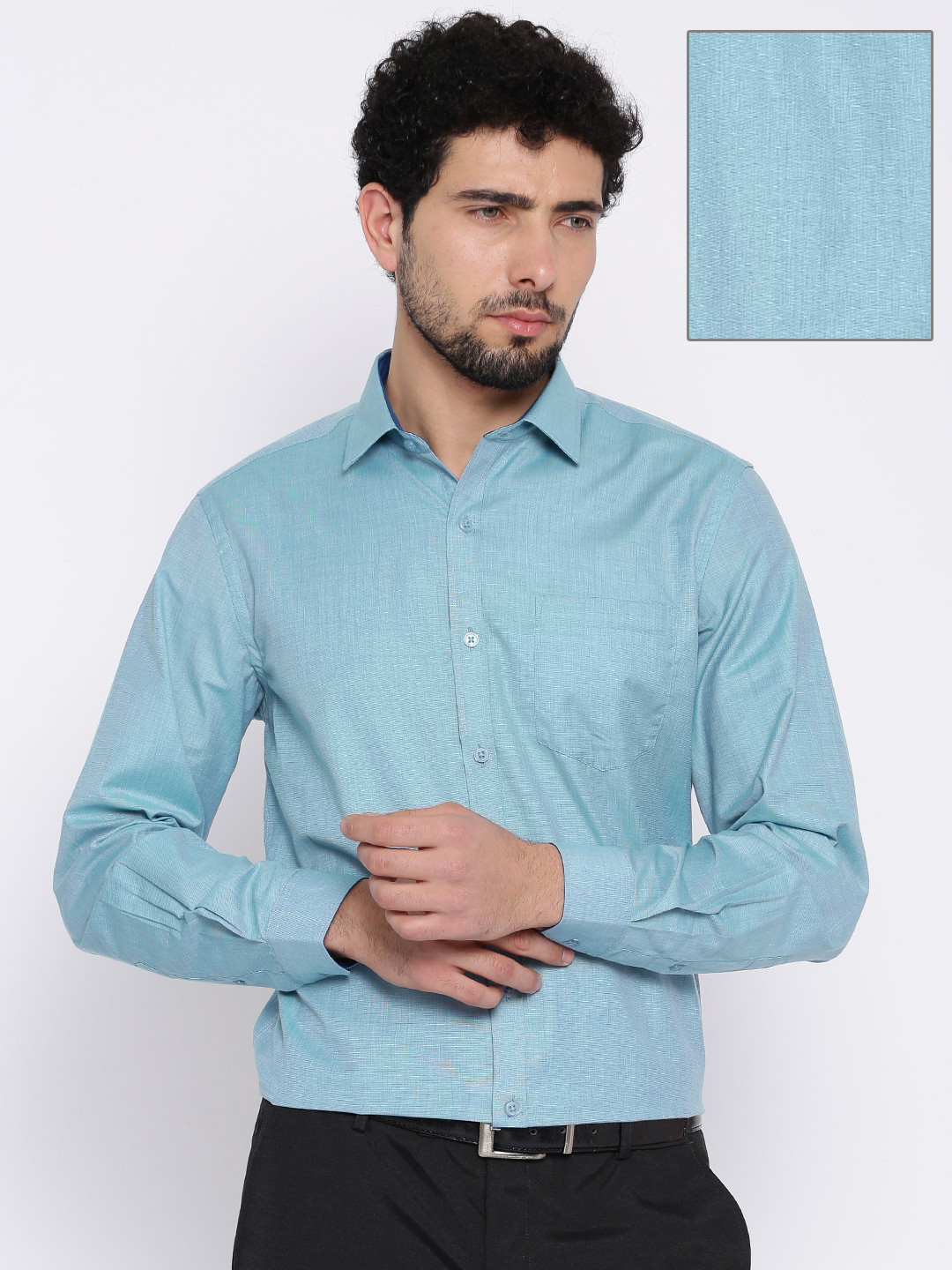 Buy Mark Taylor Turquoise Blue Slim Formal Shirt - Shirts for Men ...
