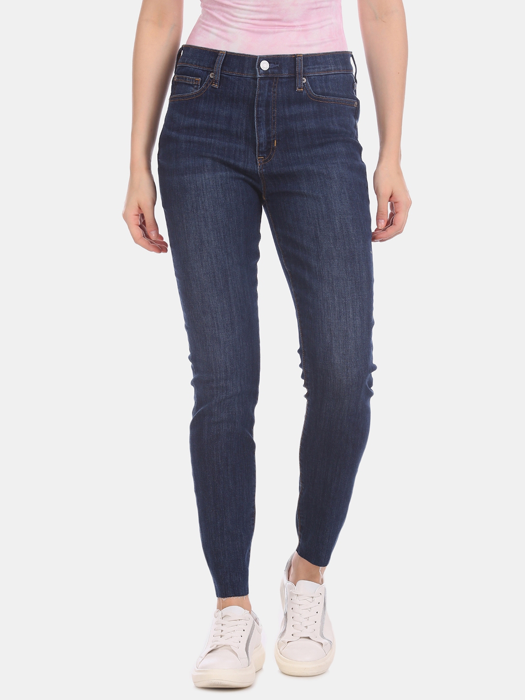 Buy Gap Women Blue High Waist Regular Fit Dark Wash Jeans Jeans For Women 11494640 Myntra