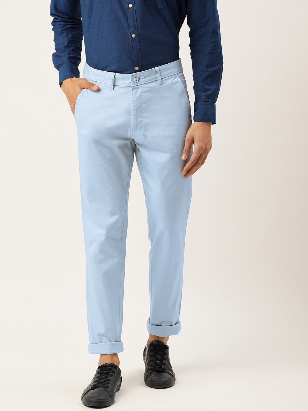 Buy Richlook Men Blue Slim Fit Solid Chinos - Trousers for Men 11504466 ...