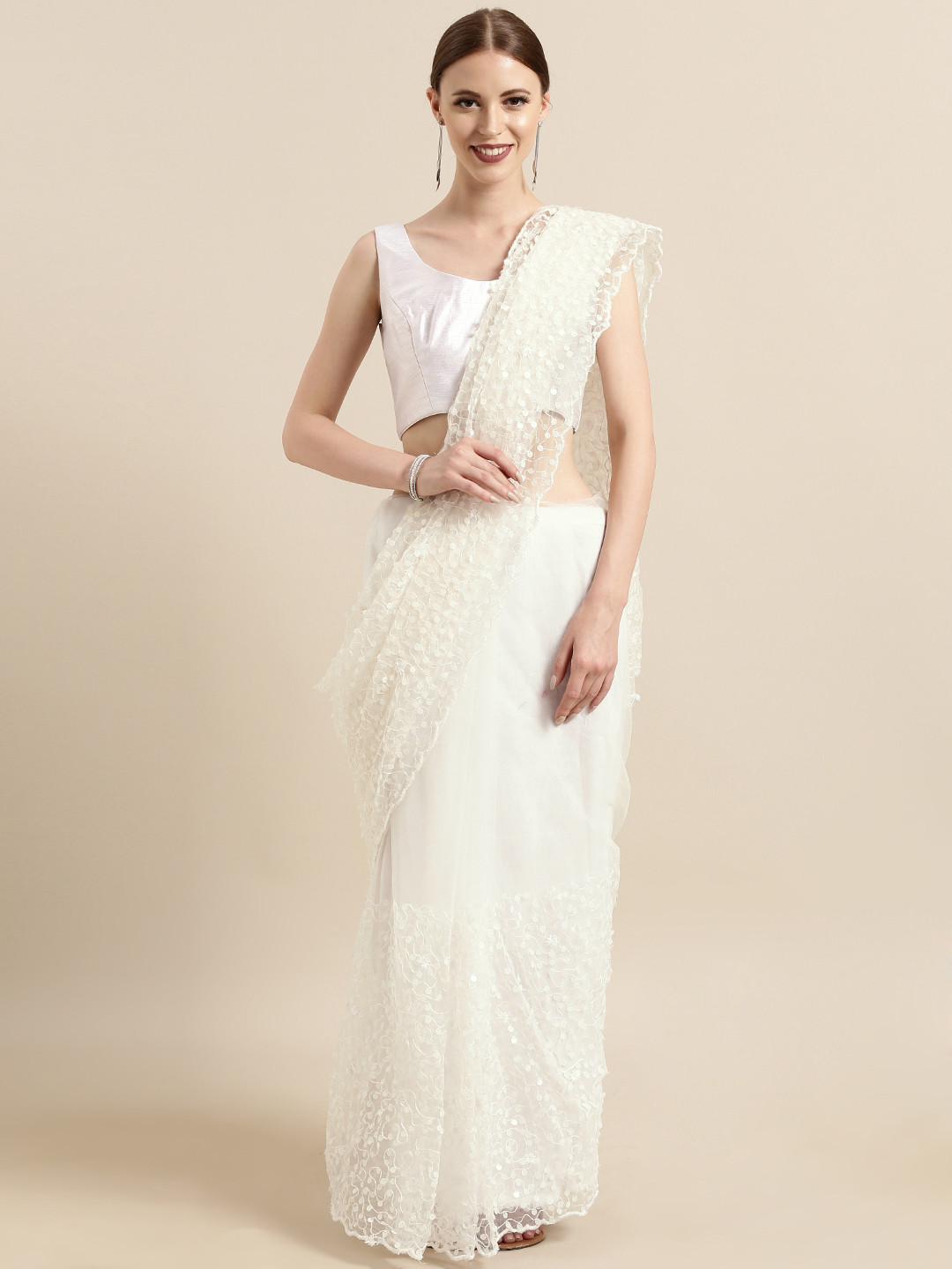 Buy Tikhi Imli White Embellished Net Saree - Sarees for Women 11510264 ...