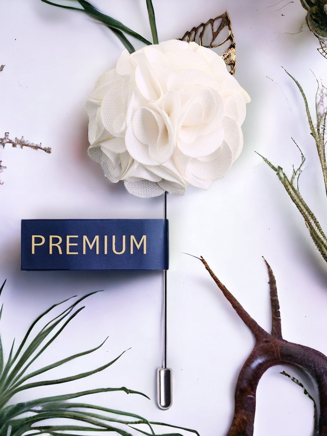 Buy PELUCHE Men White Floral A Sombre Retreat Brooch Lapel Pin - Brooch ...