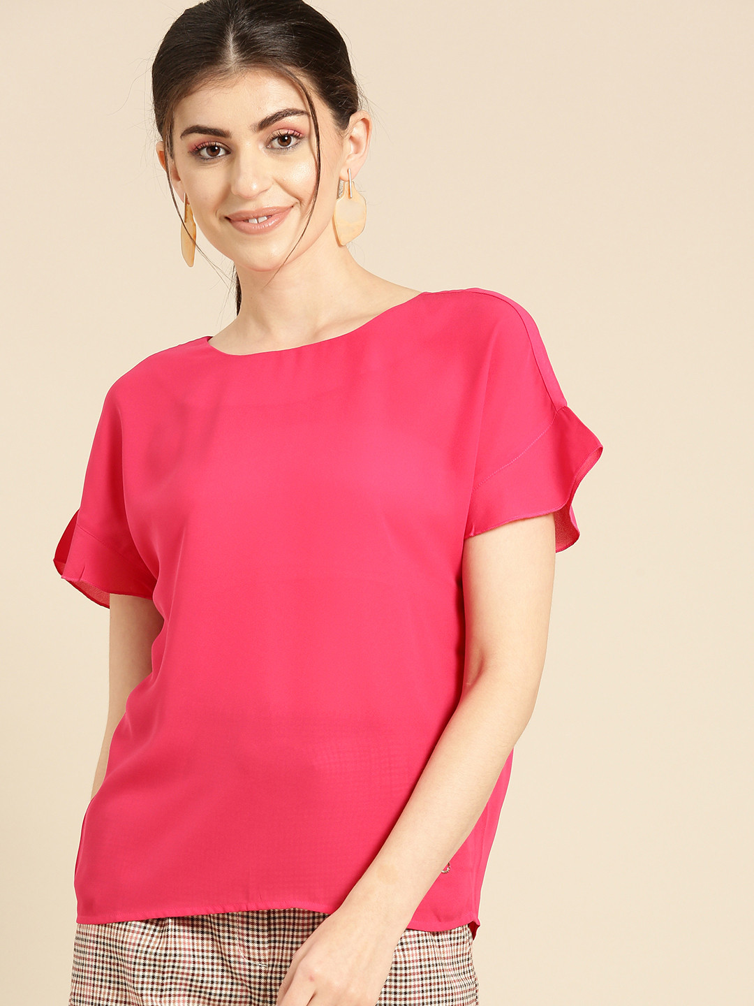 Buy United Colors Of Benetton Women Pink Solid Style Back Top - Tops ...