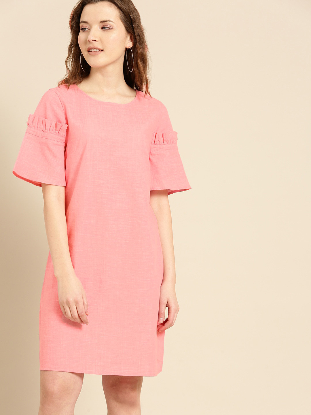Buy United Colors Of Benetton Women Pink Solid Shift Dress - Dresses ...