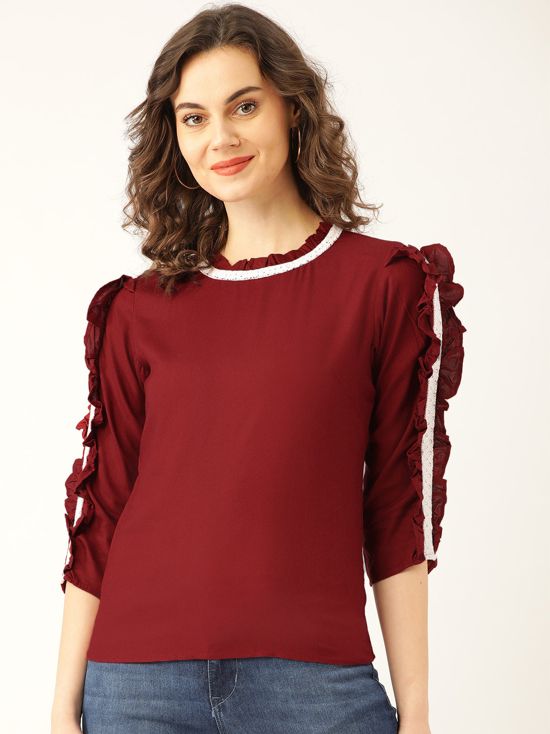 Buy Marc Loire Women Maroon Solid Top - Tops for Women 11523210 | Myntra