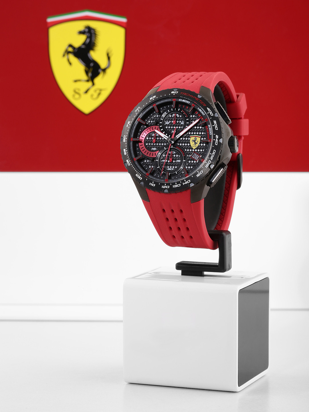 Buy SCUDERIA FERRARI Men Black Dial & Red Straps Analogue Chronograph ...