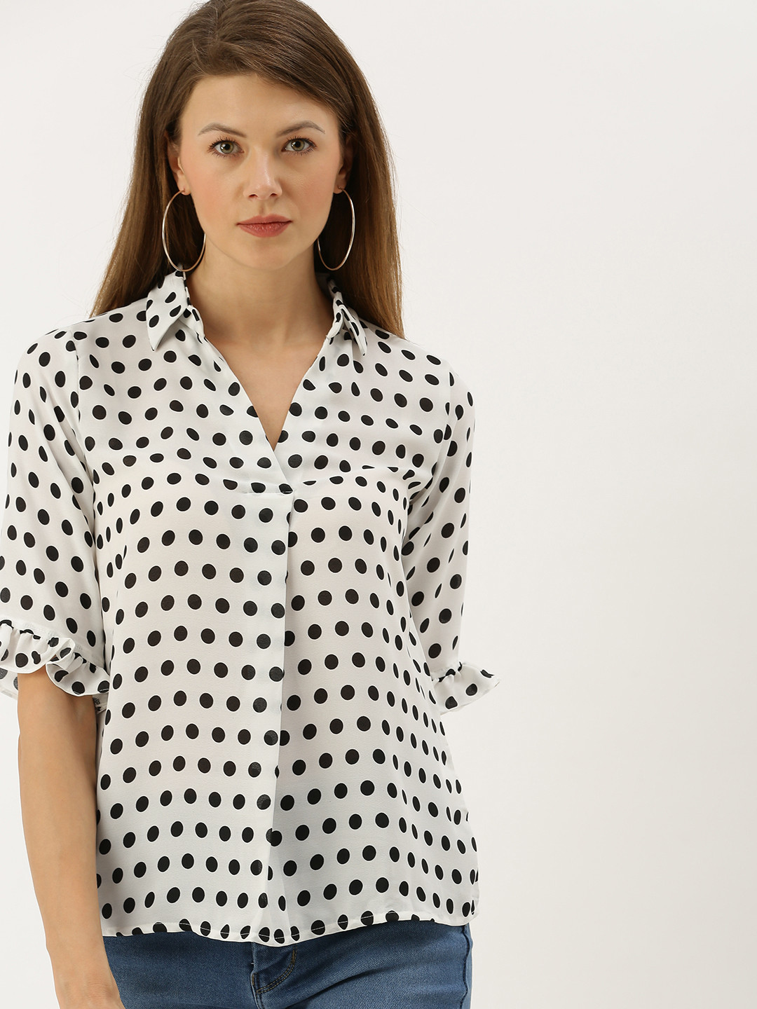 Buy AND Women White & Navy Blue Printed Top - Tops for Women 11535220 ...