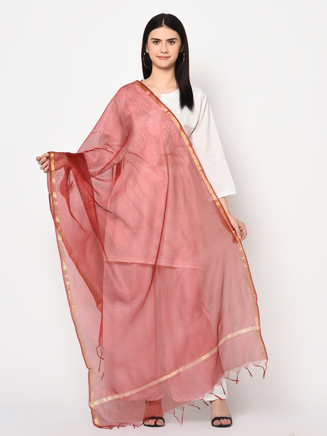 Buy WEAVERS VILLA Maroon Solid Dupatta - Dupatta for Women 11539378 ...