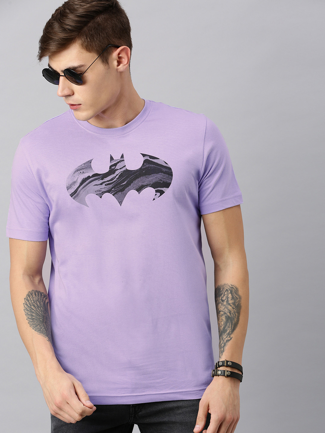 Buy Huetrap Batman Men Lavender Round Neck Pure Cotton T Shirt ...