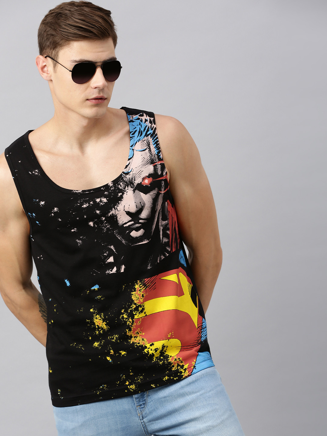 Buy Huetrap Superman Men Black Scoop Neck Pure Cotton T Shirt - Tshirts ...