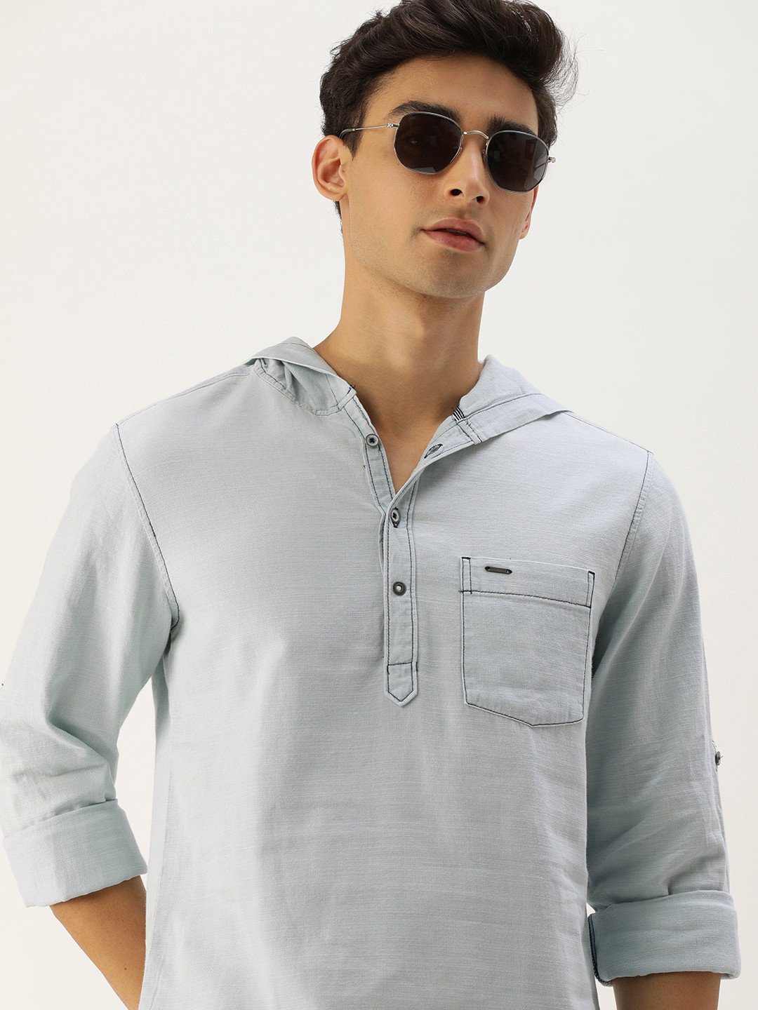 Buy Lee Cooper Men Blue Pure Cotton Denim Casual Shirt - Shirts for Men ...