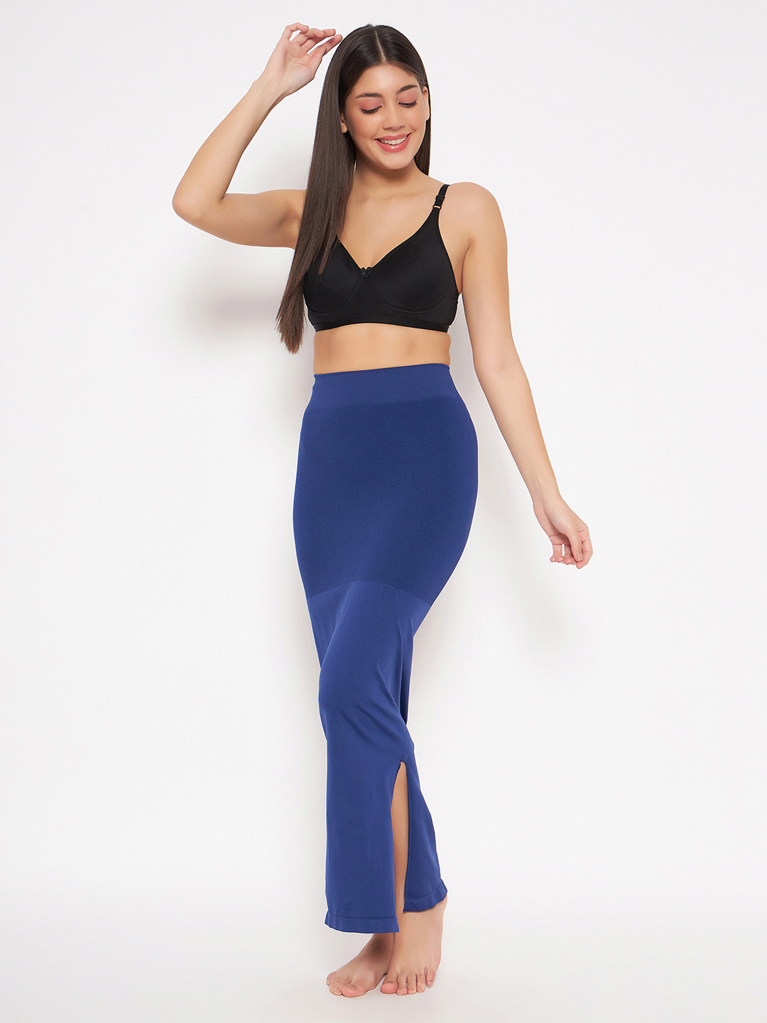 Buy Clovia Women Navy Blue Solid Saree Shapewear - Shapewear for Women ...