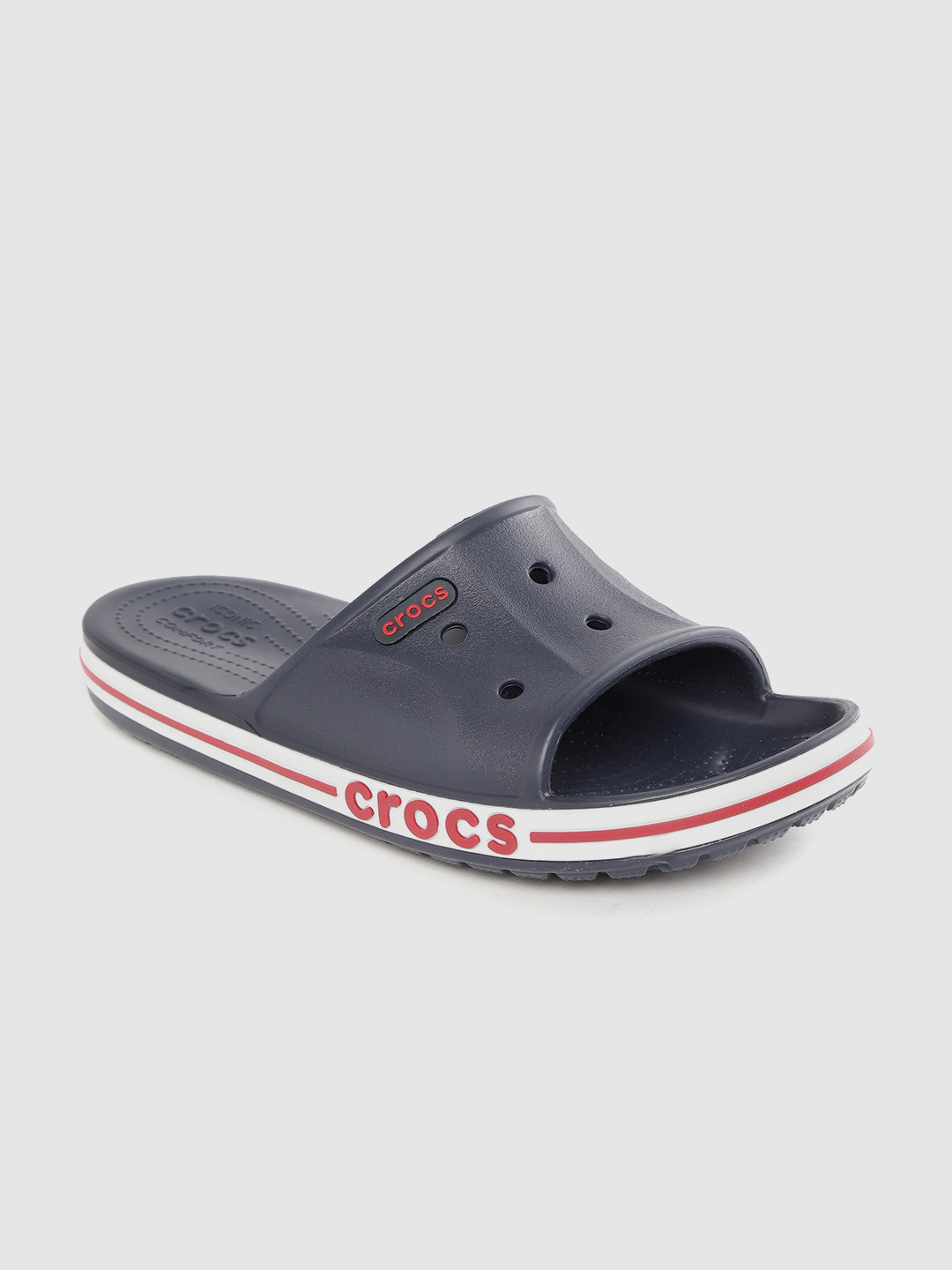 Buy Crocs Unisex Navy Blue Solid Cut Work Sliders - Flip Flops for ...