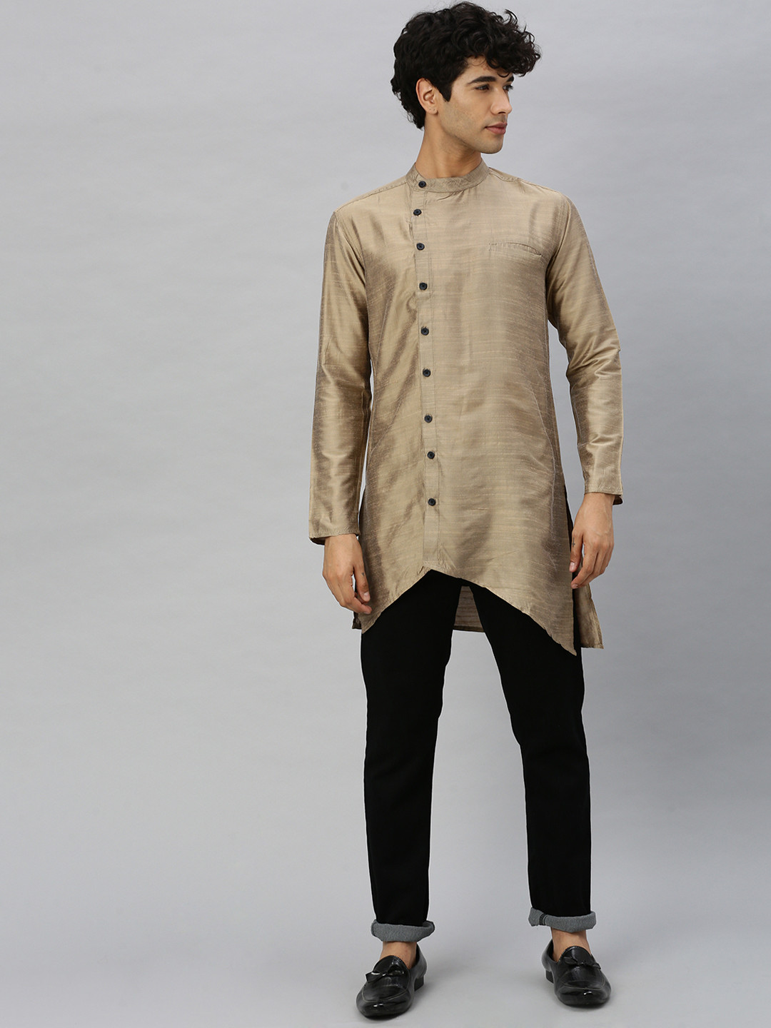 Buy Svanik Men Beige Solid Straight Kurta - Kurtas for Men 11570768 ...